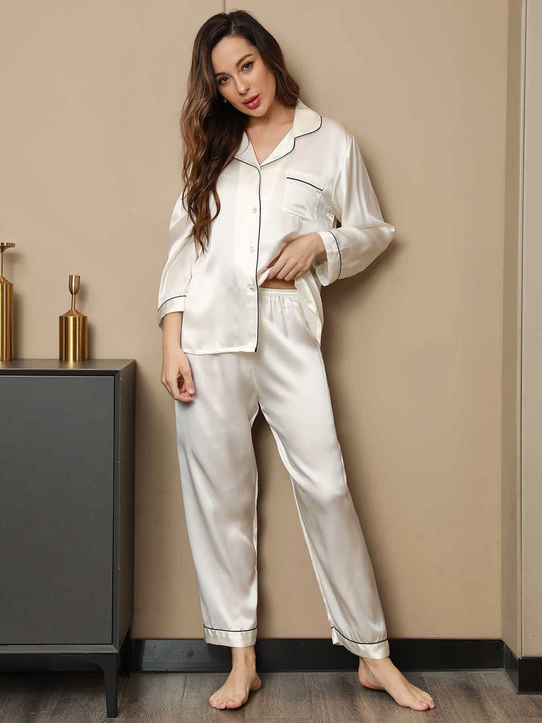 Silksilky Long Sleeve Silk Pajamas Set Silky Women's Pajamas – SILKSILKY