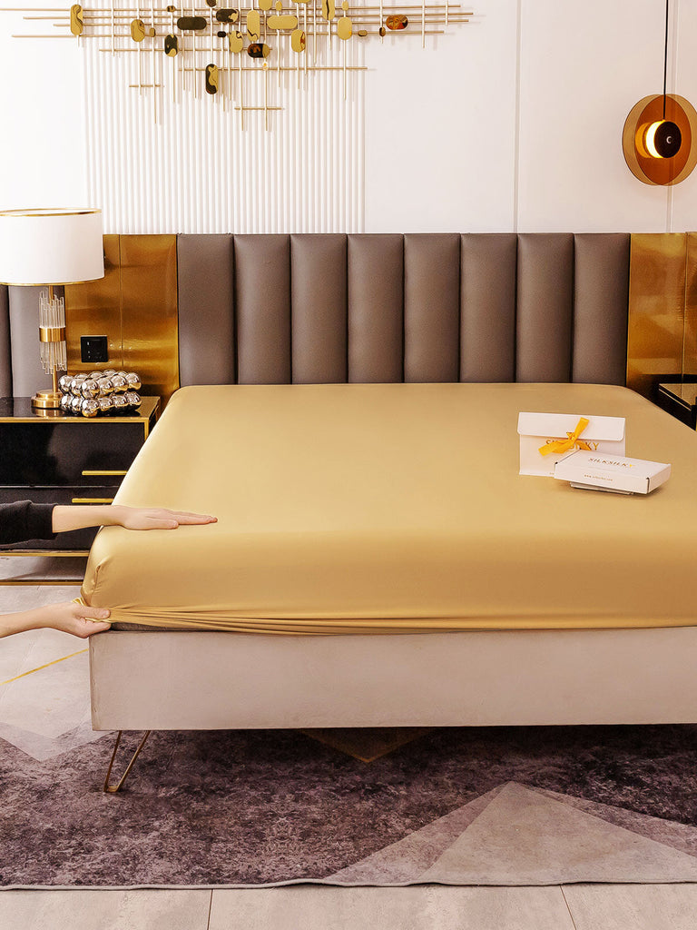Silksilky 19Momme Silk Fitted Sheets Seamless King Real Silk Sheets ...